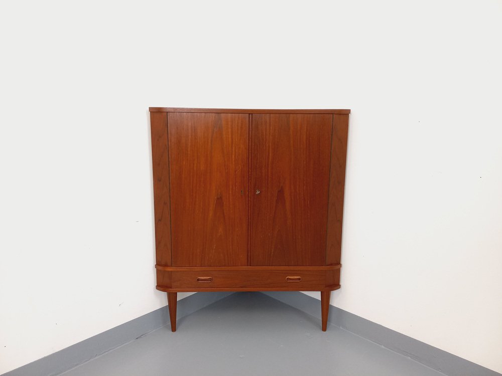Vintage Scandinavian Teak Corner Storage Unit, 1960s for sale at Pamono