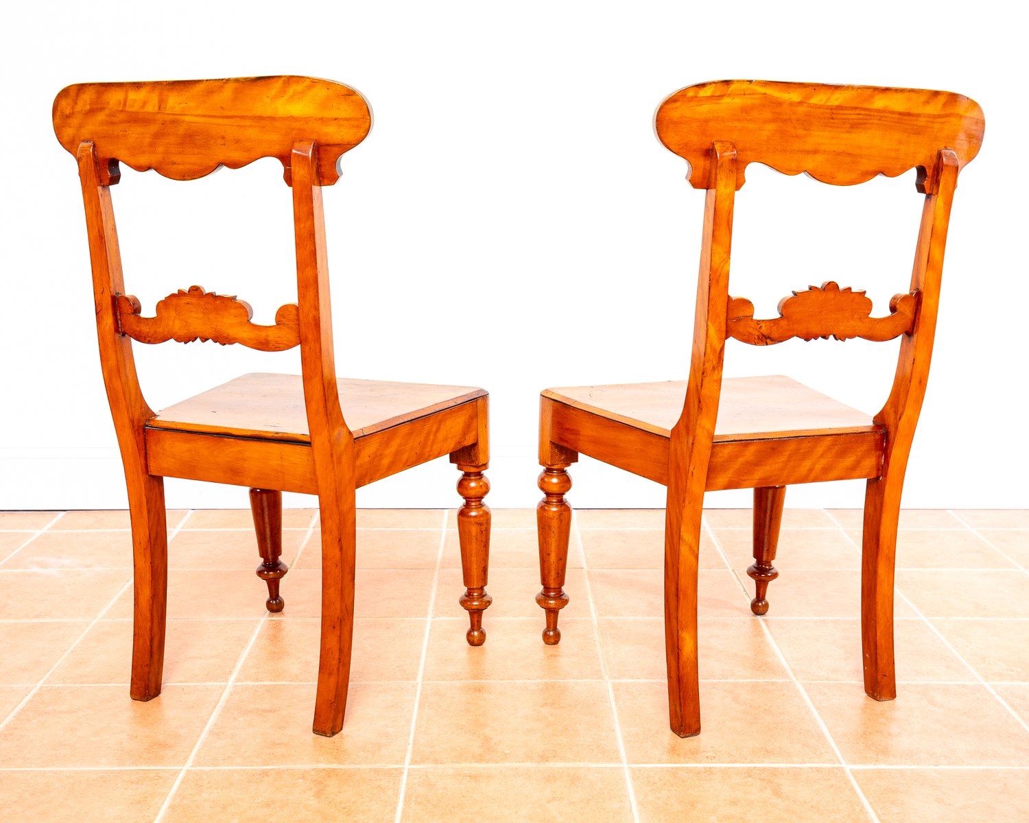 Set of Biedermeier Swedish Satin Birch Hall Chairs by Karl Johan, 1820s ...