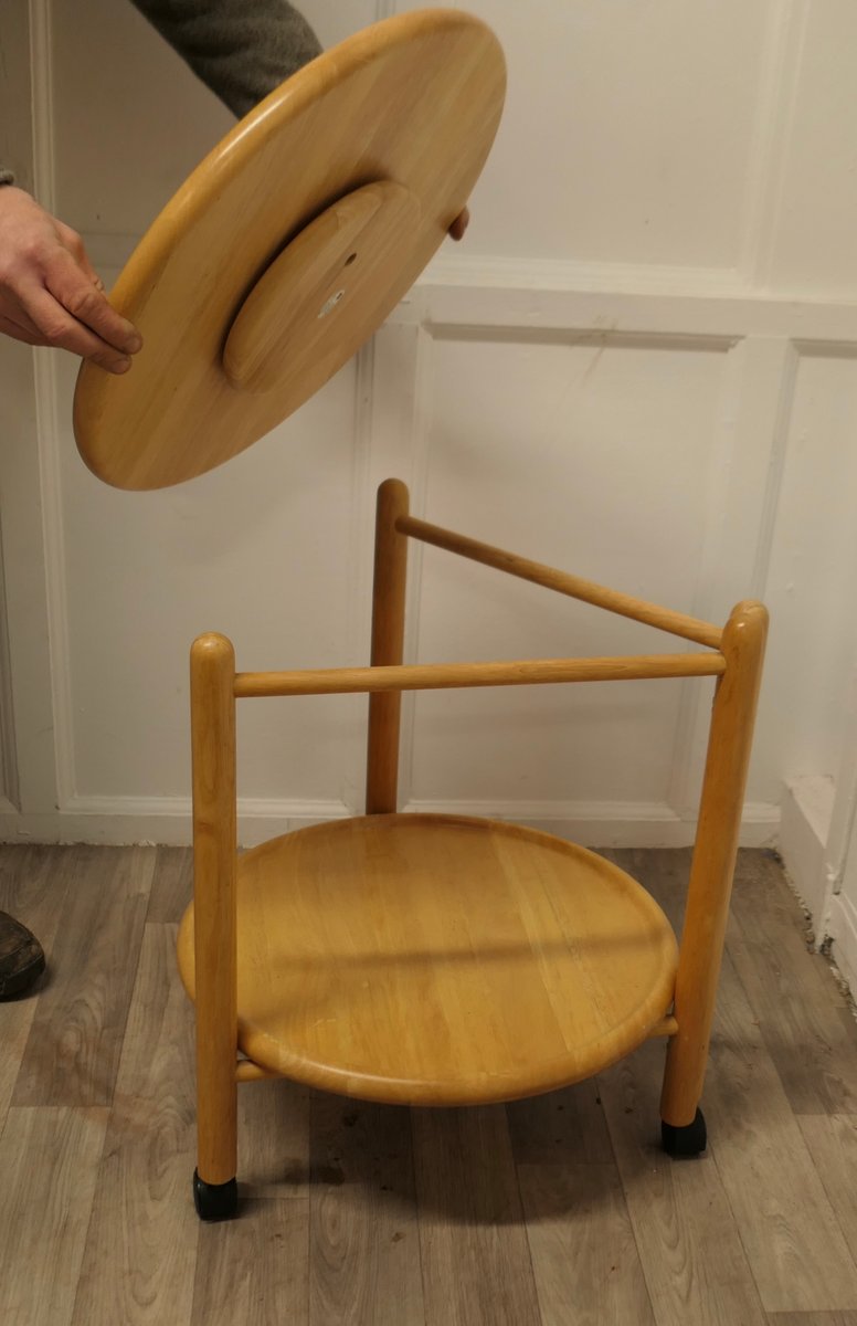 Mid-Century Pine 2-Tier Lazy Susan Trolley, 1960s for sale at Pamono