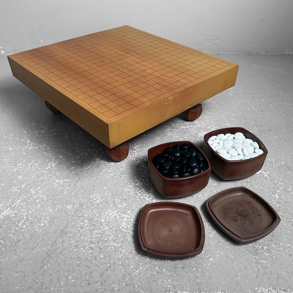 Vintage Goban Kaya Go Game Board, Japan, 1960s, Set of 3 for sale at Pamono