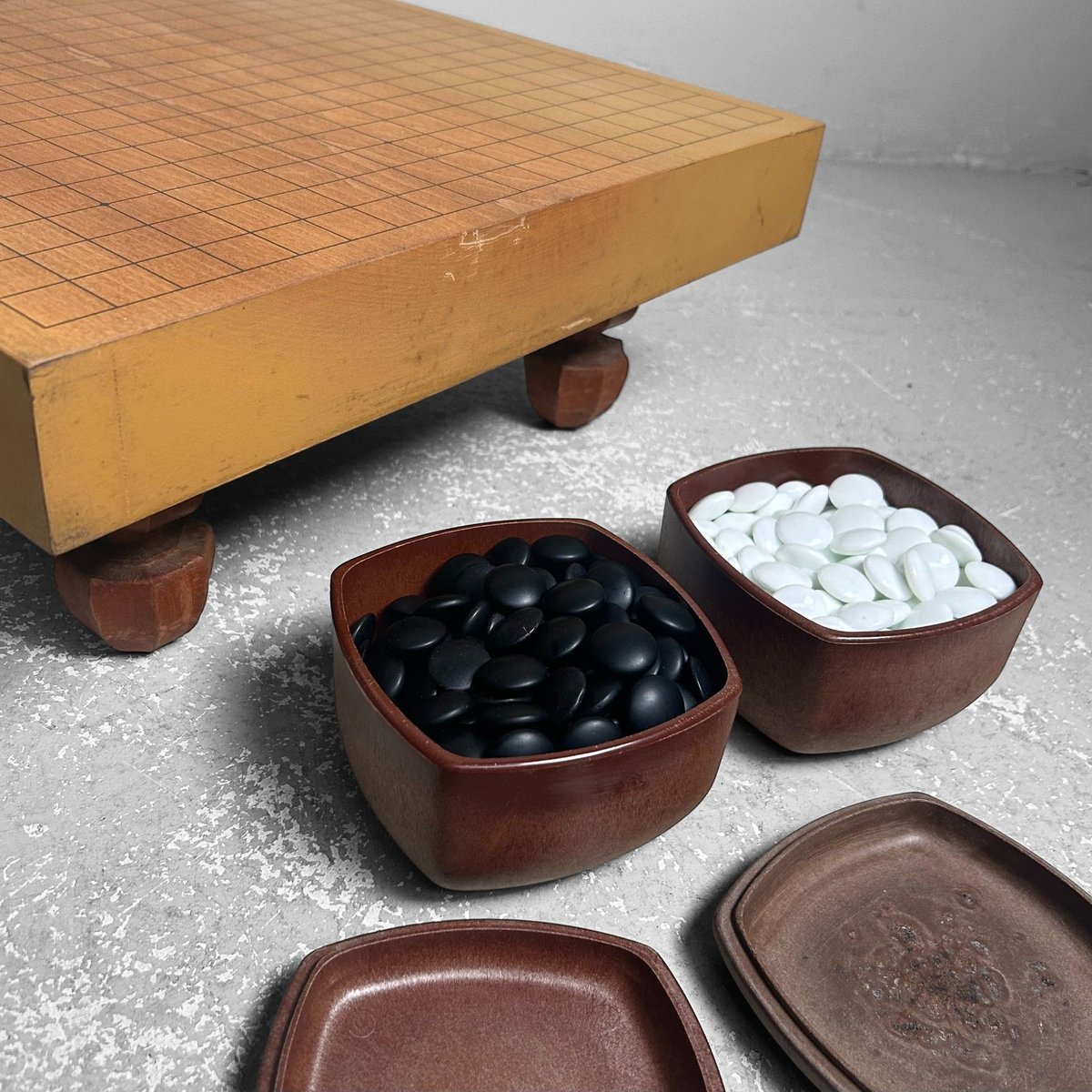 Vintage Goban Kaya Go Game Board, Japan, 1960s, Set of 3 for sale at Pamono