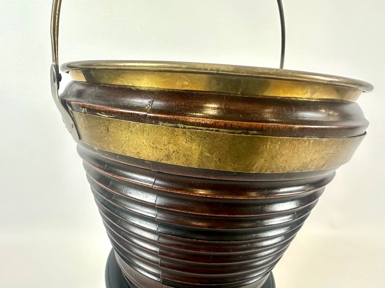 19th Century Regency Mahogany Ebonized Wooden Peat Bucket with Brass ...