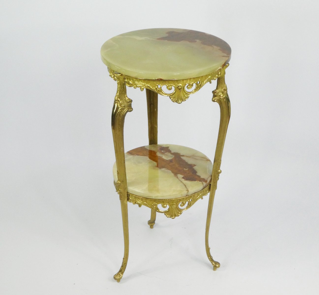 Barocker französischer Marmor Messing Beistelltisch bei Pamono kaufen