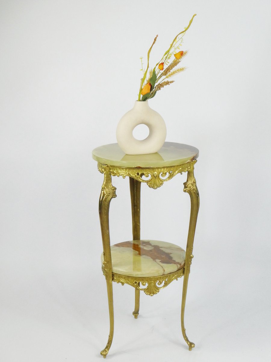 Barocker französischer Marmor Messing Beistelltisch bei Pamono kaufen