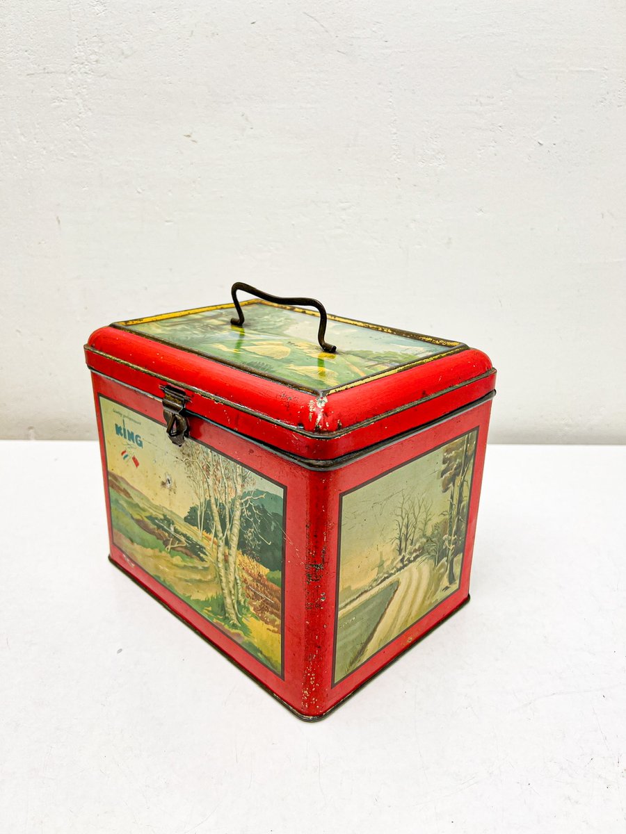 Antique Dutch Tin Box, 1920s for sale at Pamono
