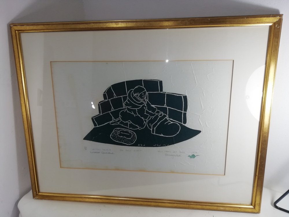 Lucassie Qumaluk, Motherhood, Woodcut, 1974 for sale at Pamono