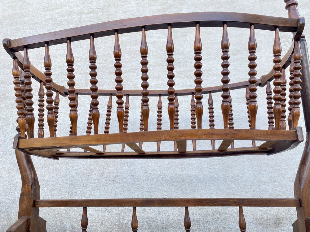 Wooden Cradle with Linen Cradle Cradle, 1920s for sale at Pamono