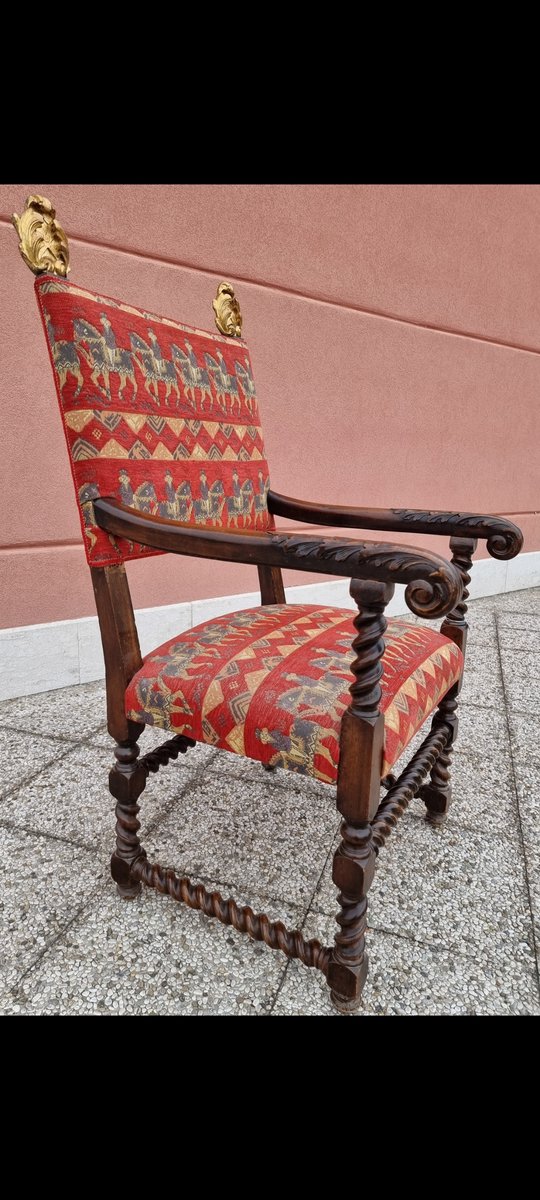 Walnut Spool Armchair, 1700s for sale at Pamono
