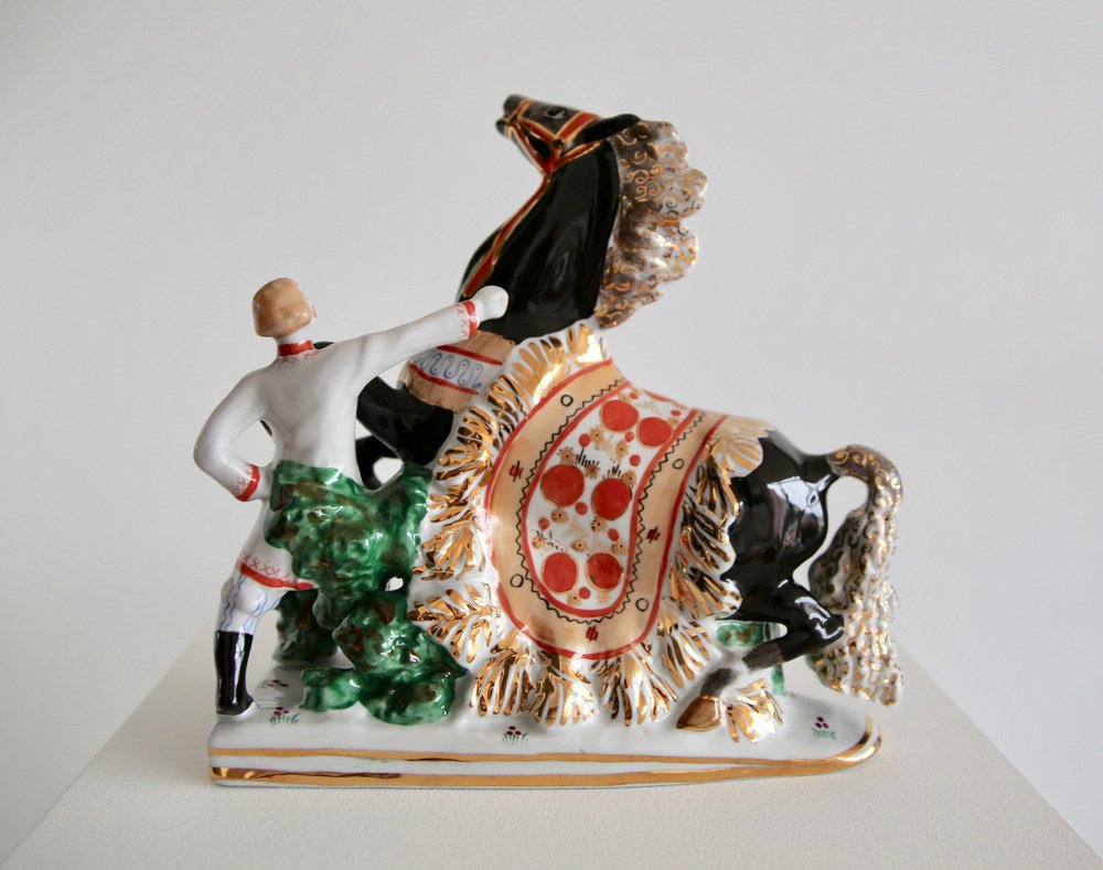 Russian Equestrian Porcelain Sculpture by Sergey Orlov, 1950s for sale at Pamono