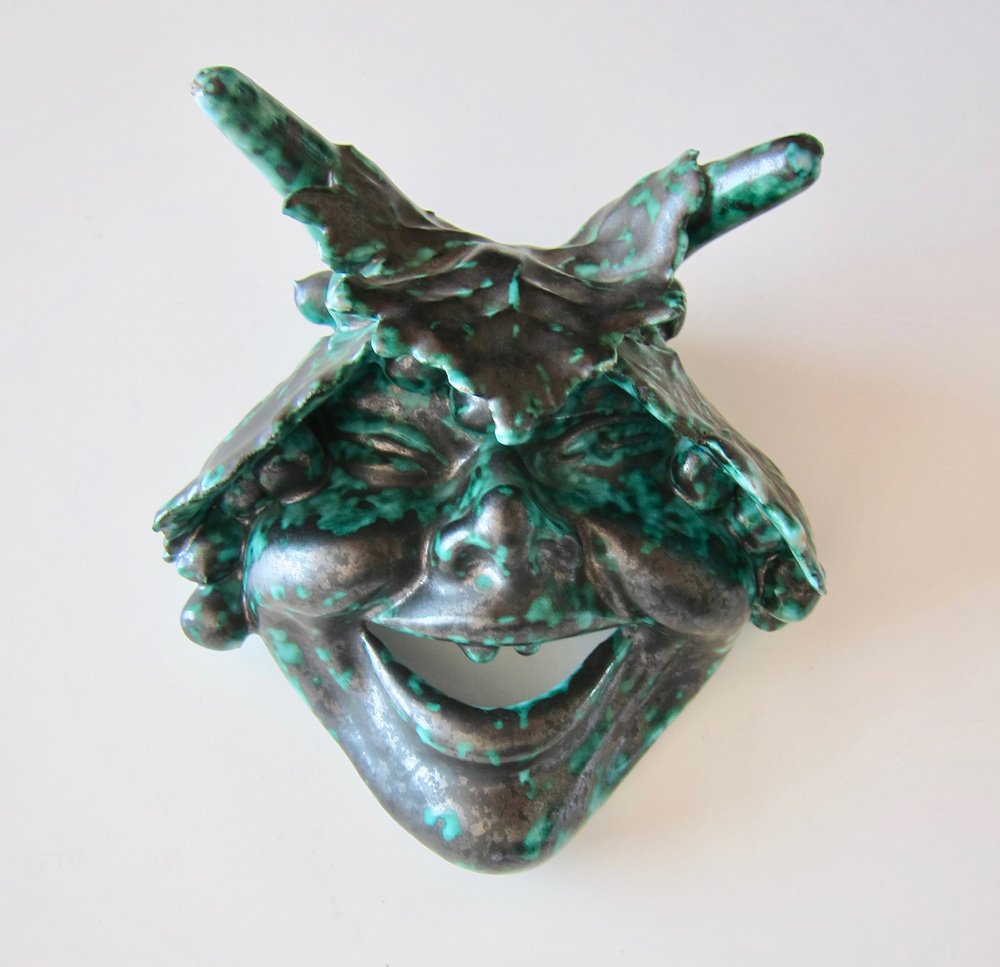 Scandinavian Modern Ceramic Faun Mask Sculpture, 1920s for sale at Pamono