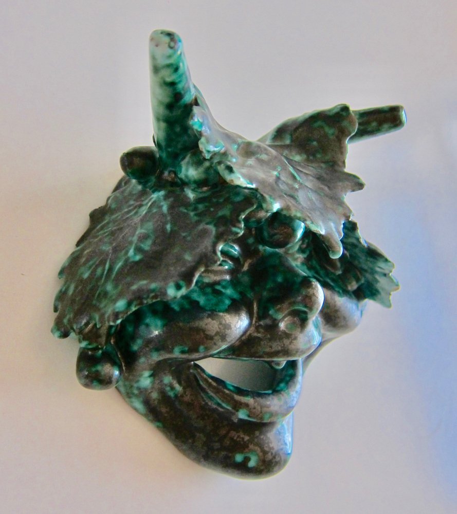 Scandinavian Modern Ceramic Faun Mask Sculpture, 1920s for sale at Pamono