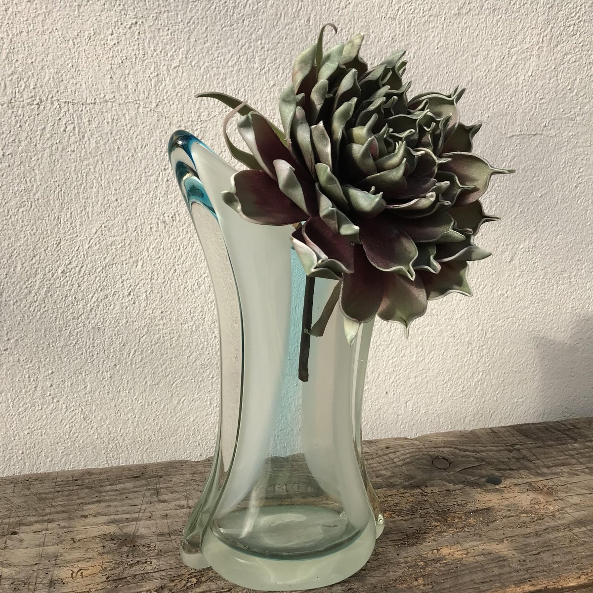 Murano Glass Vase in Cyan-Transparent for sale at Pamono