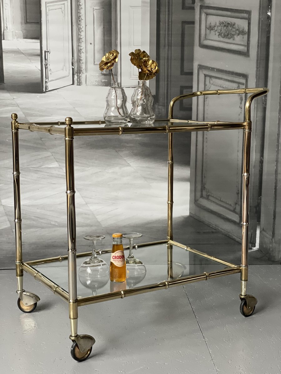 Goldener Vintage Barwagen bei Pamono kaufen