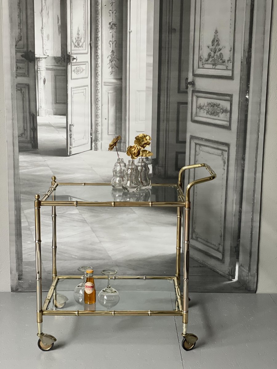 Goldener Vintage Barwagen bei Pamono kaufen