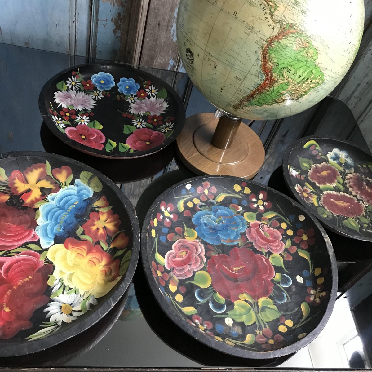 Small Mexican Wooden Plate with Hand-Painted Floral Design for sale at ...