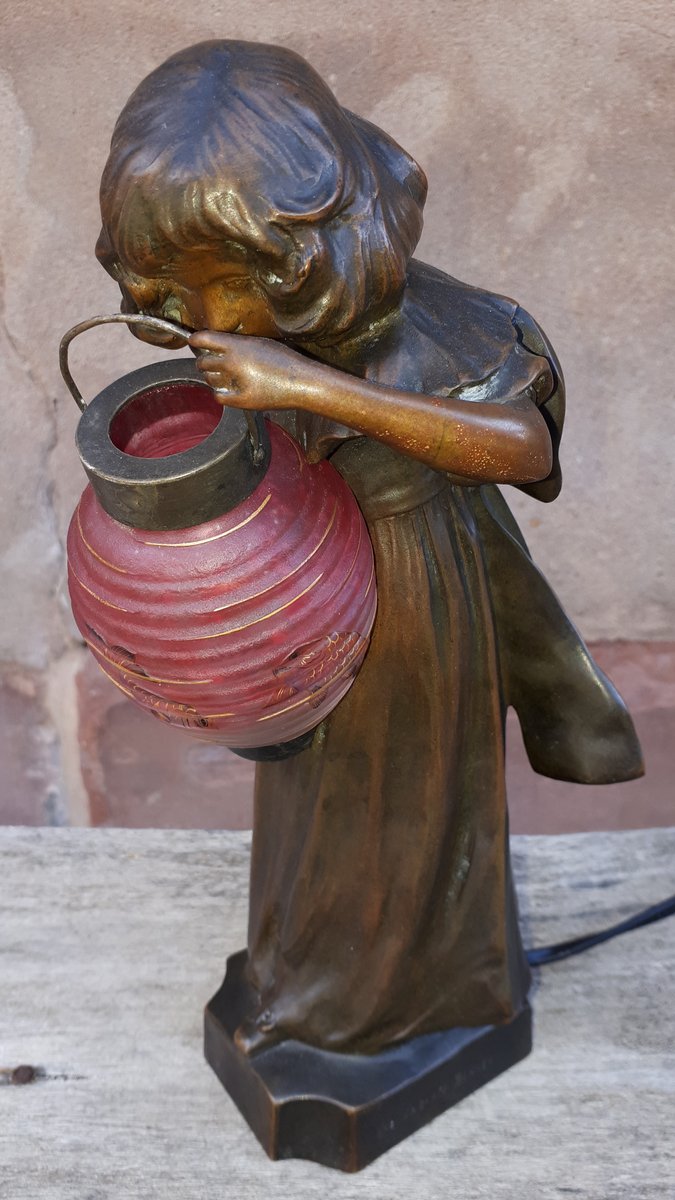 Art Nouveau Bronze Lamp by Léo Laporte Blairsy for Daum, 1900 for sale at Pamono