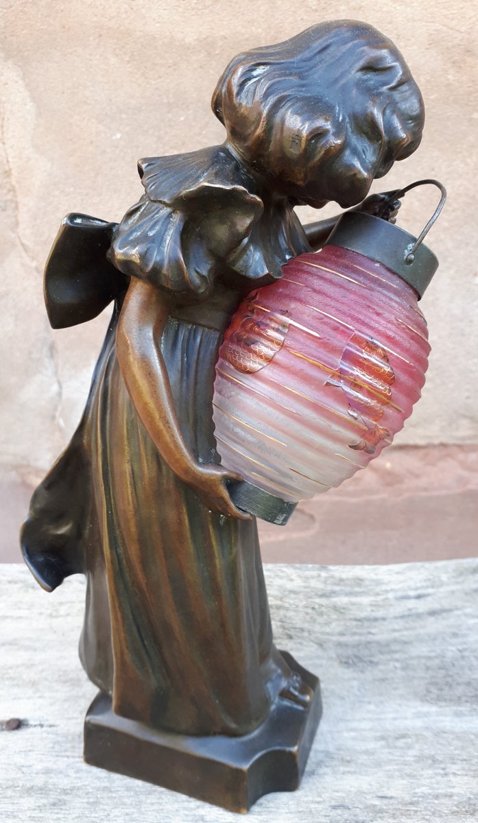 Art Nouveau Bronze Lamp by Léo Laporte Blairsy for Daum, 1900 for sale at Pamono