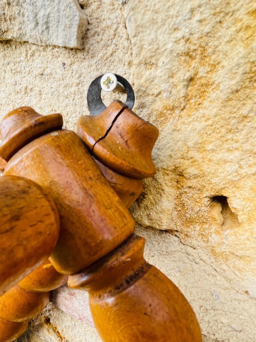 Wall Mounted Turned Wood Folding Coat Rack, 1930s for sale at Pamono
