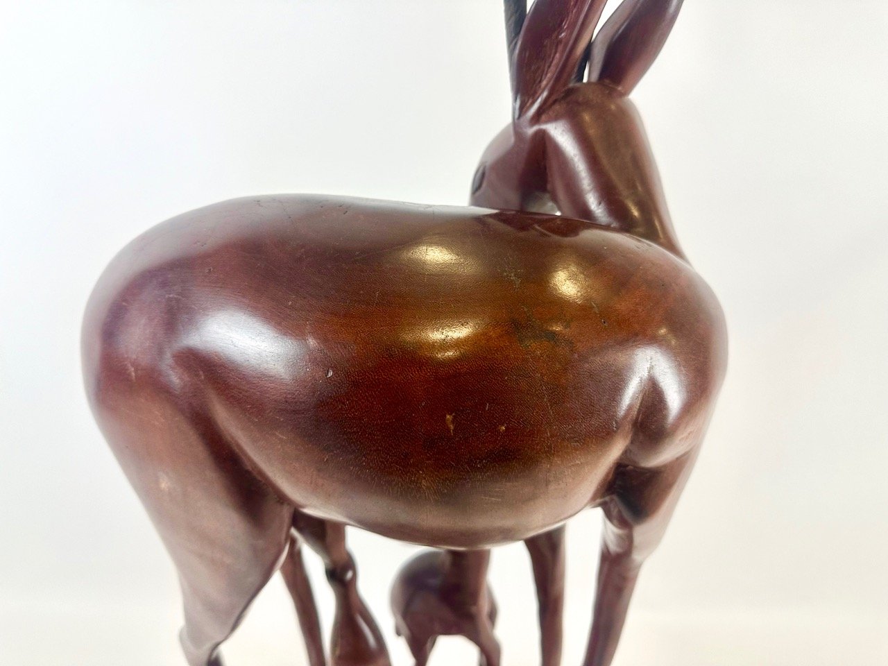Large Vintage Mahogany Carved Antelope or Gazelle Floor Sculpture, 20th ...