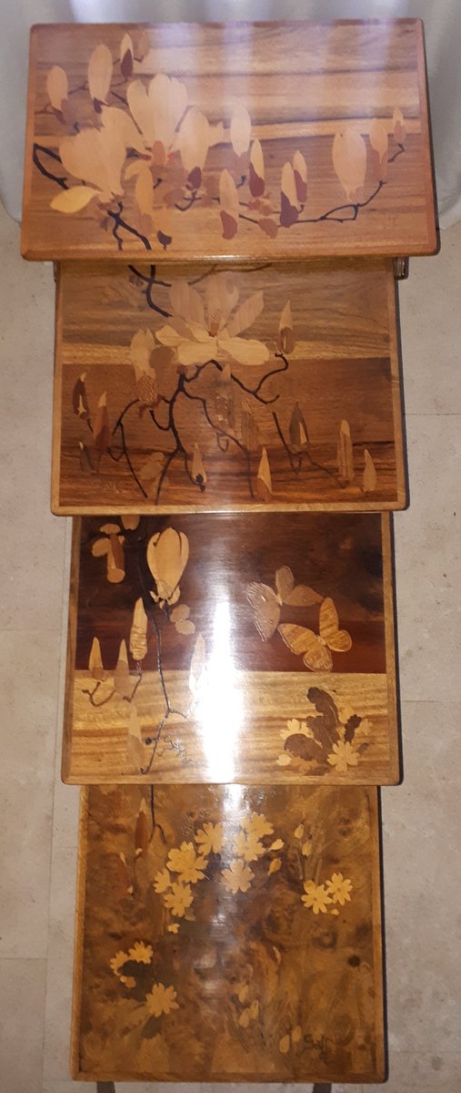 Nesting Tables with Magnolia Decor by Gallé, Set of 4 for sale at Pamono