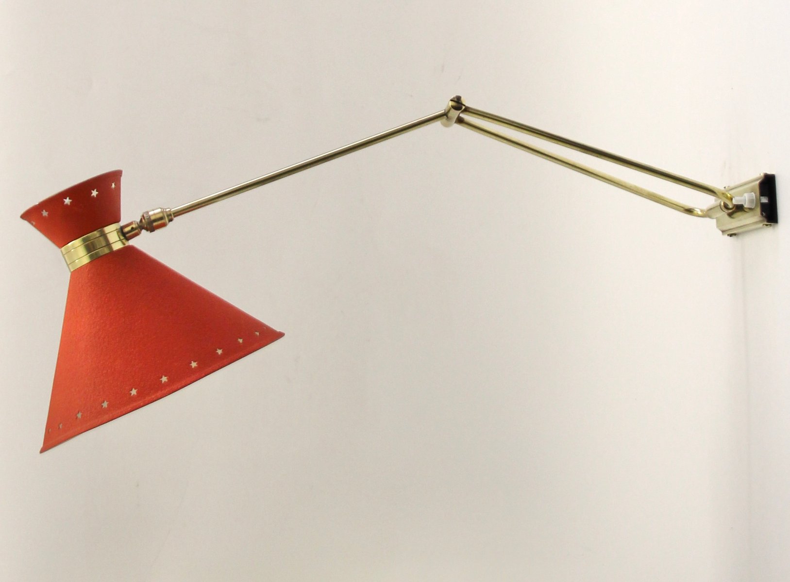 Red Diabolo Articulated Wall Light by Rene Mathieu for Lunel, 1950s for ...