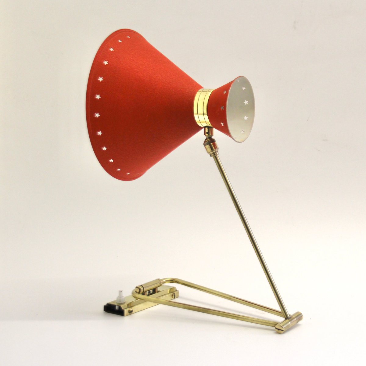 Red Diabolo Articulated Wall Light by Rene Mathieu for Lunel, 1950s for ...