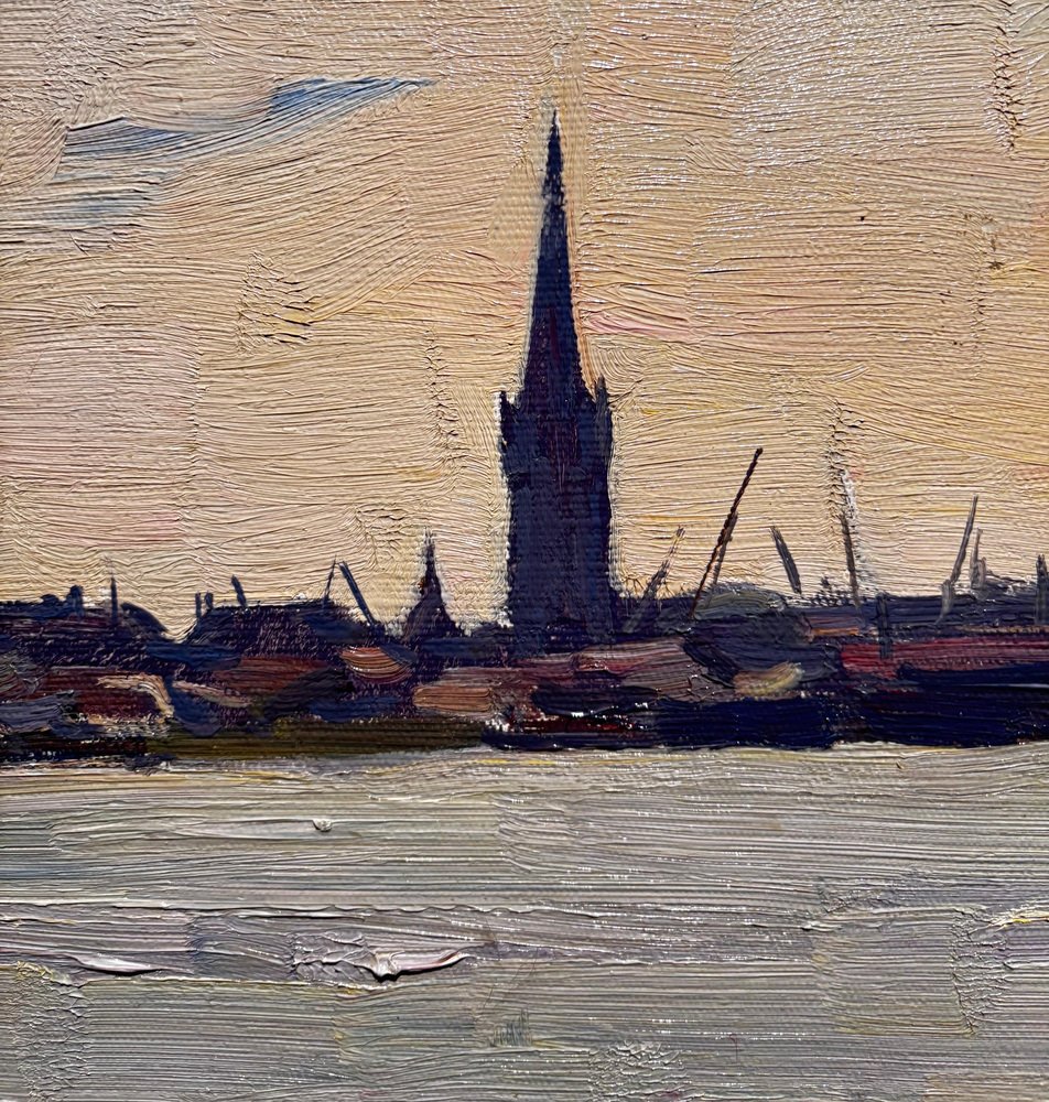 Boris Lavrenko, Backlight on the River, Northern European City, 1970s ...