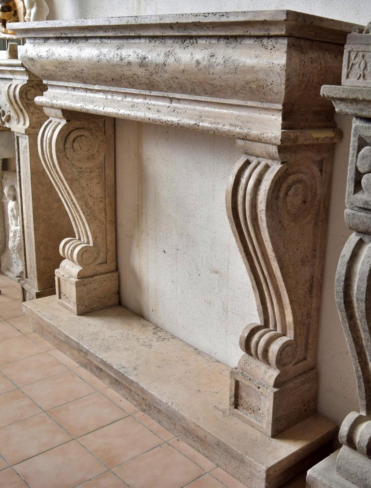 Italian Fireplace in Travertino for sale at Pamono