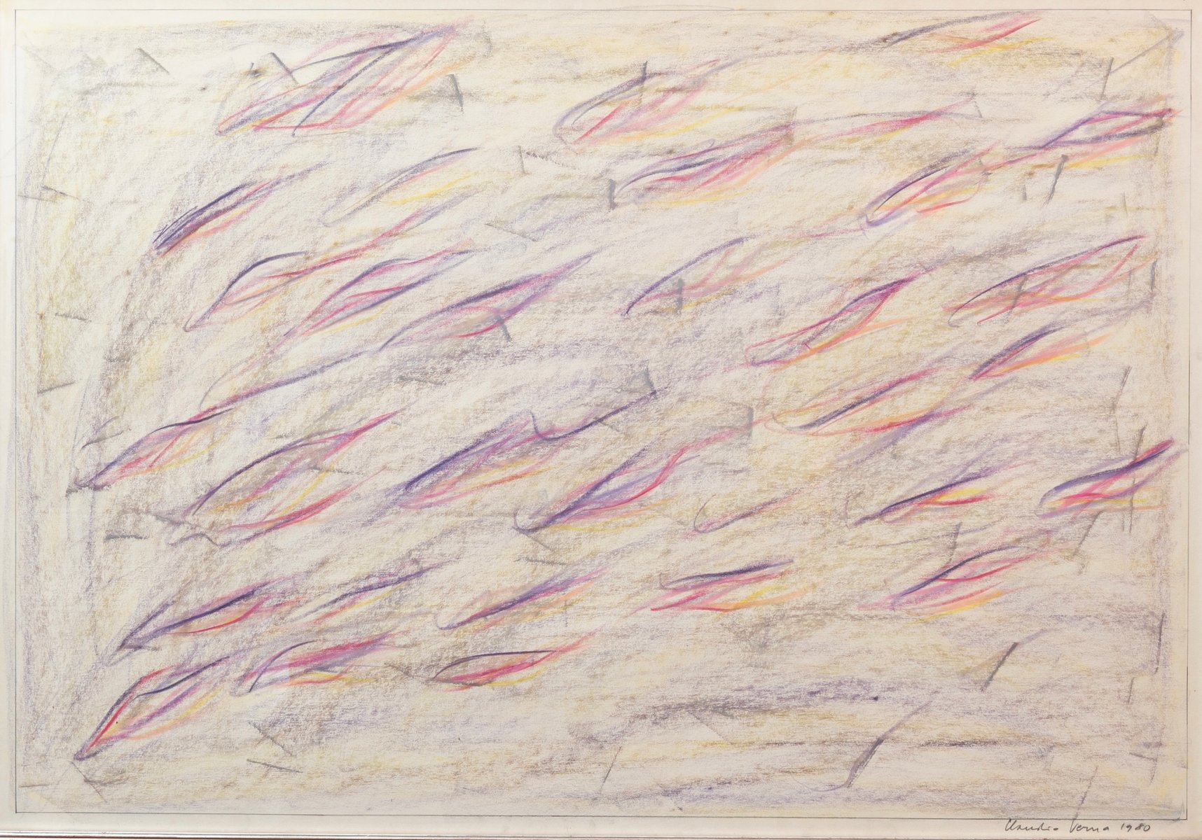 Claudio Verna, Composition, 1980s, Pastel for sale at Pamono
