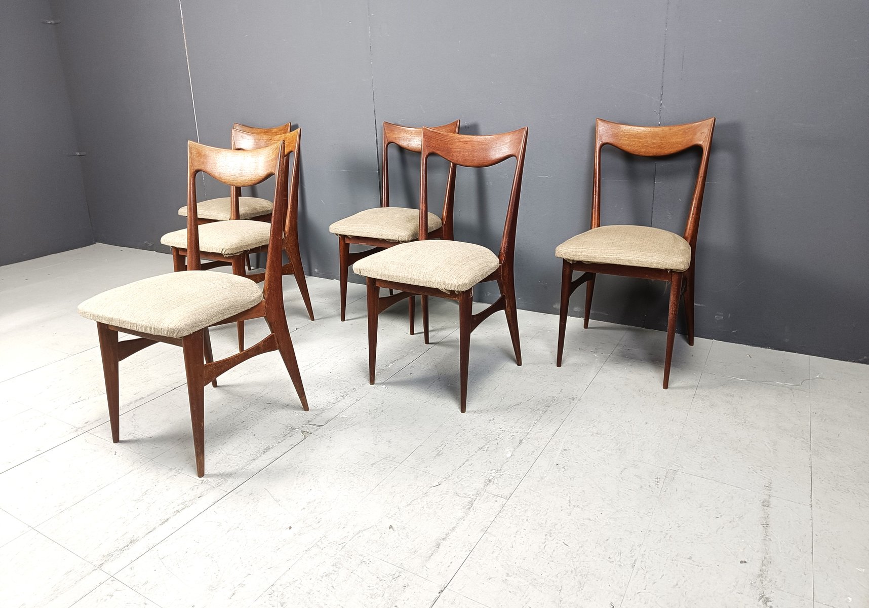 Mid-Century Modern Belgian Dining Chairs, 1960s, Set of 6 for sale at ...