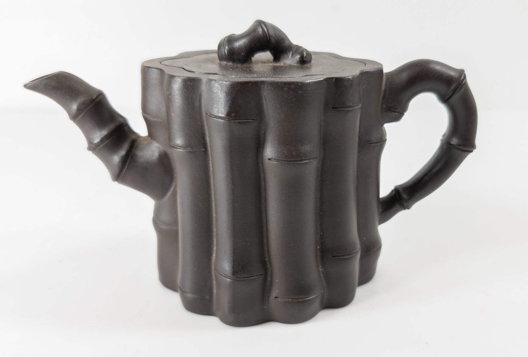 Mid-Century Chinese Chinoiserie Yixing Zisha Bamboo Form Teapot, 1970s ...