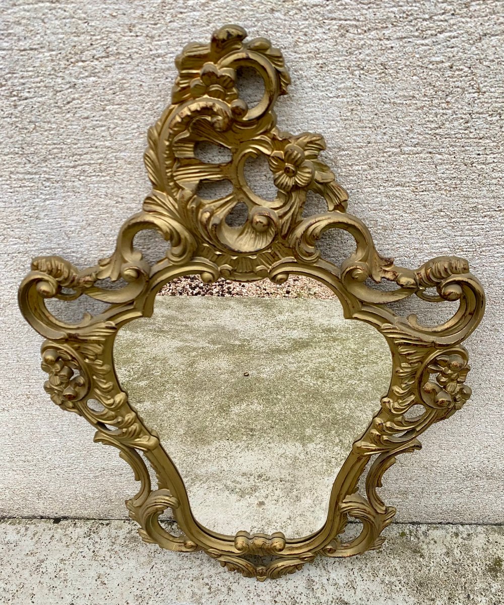 Vintage Baroque Mirror in Gilded Wood, 1980s for sale at Pamono