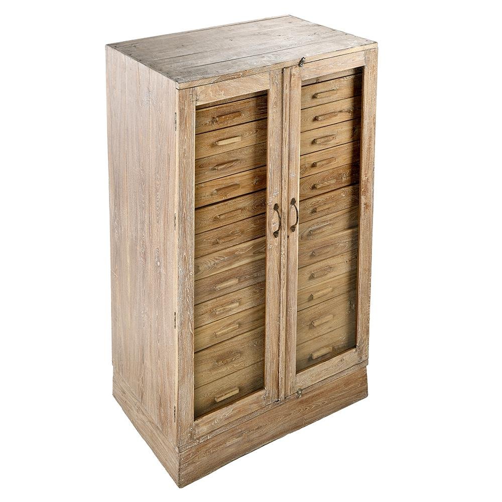 Solid Wood Storage Unit with Glass Doors for sale at Pamono