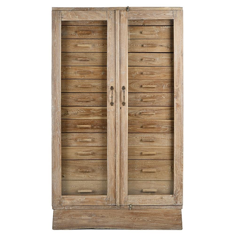 Solid Wood Storage Unit with Glass Doors for sale at Pamono