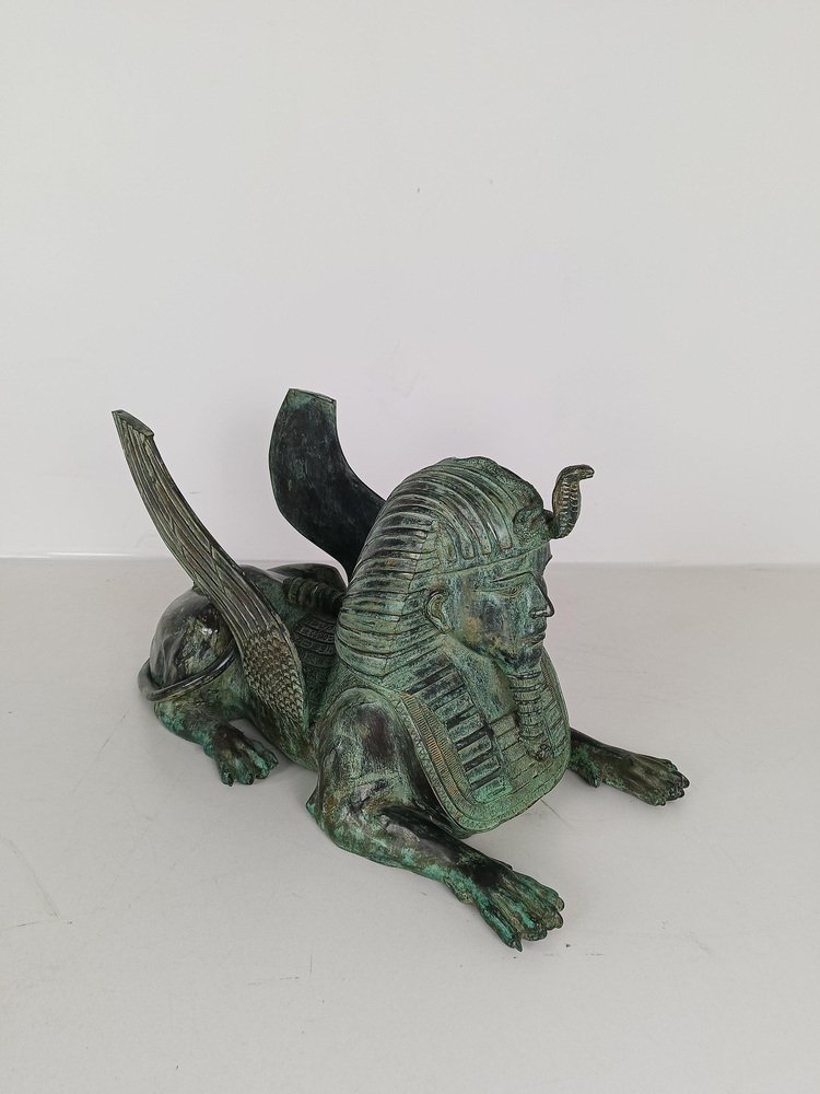 Bronze Sphinx Table with Glass Top for sale at Pamono