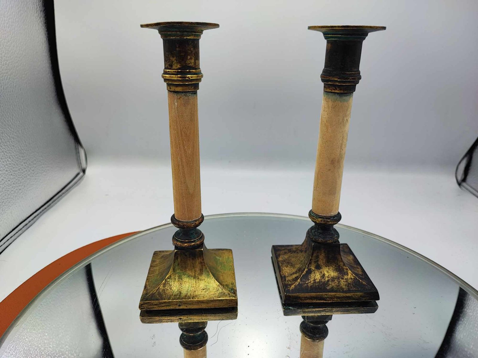 Brass Candlesticks, 1920s, Set of 2 for sale at Pamono