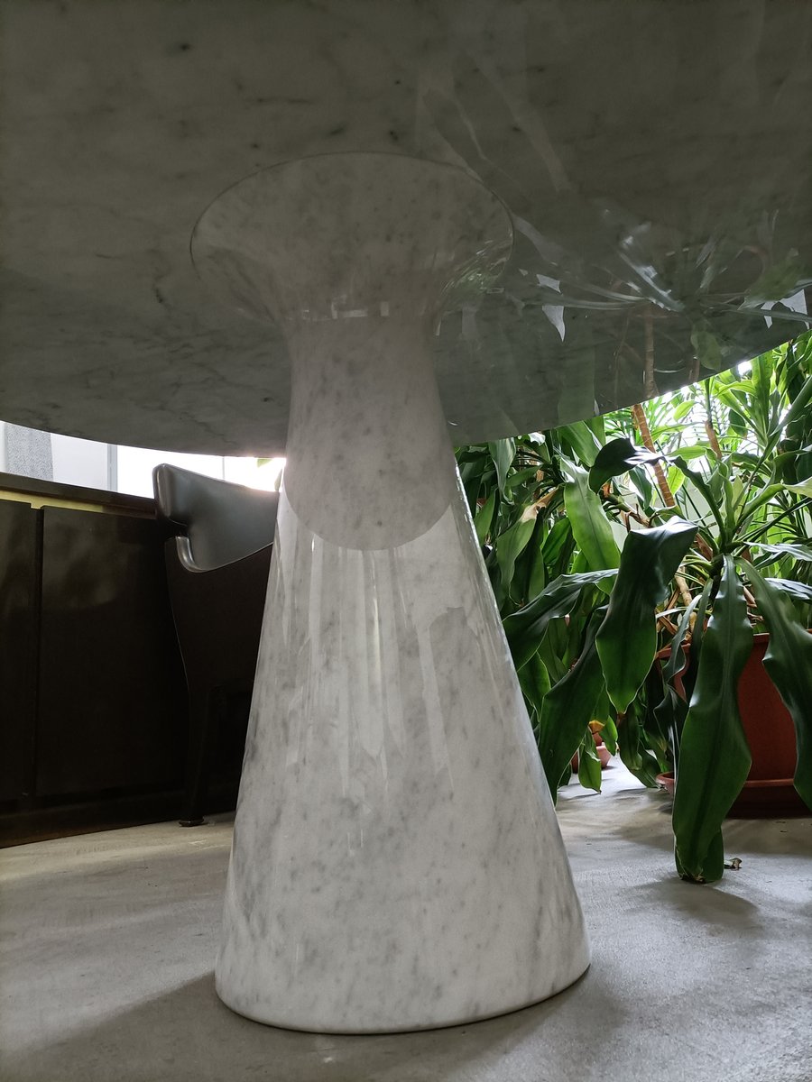 M Series Table in White Marble by Angelo Mangiarotti for Tisettanta, 1980s for sale at Pamono