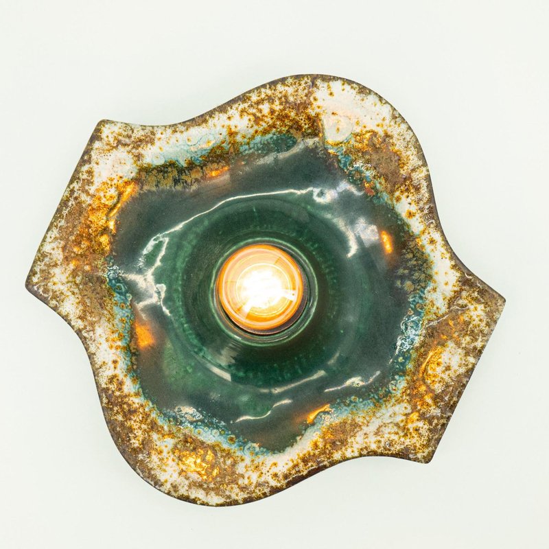 Green Ceramic Wall Light attributed to Hustadt Keramik, Germany, 1970s ...
