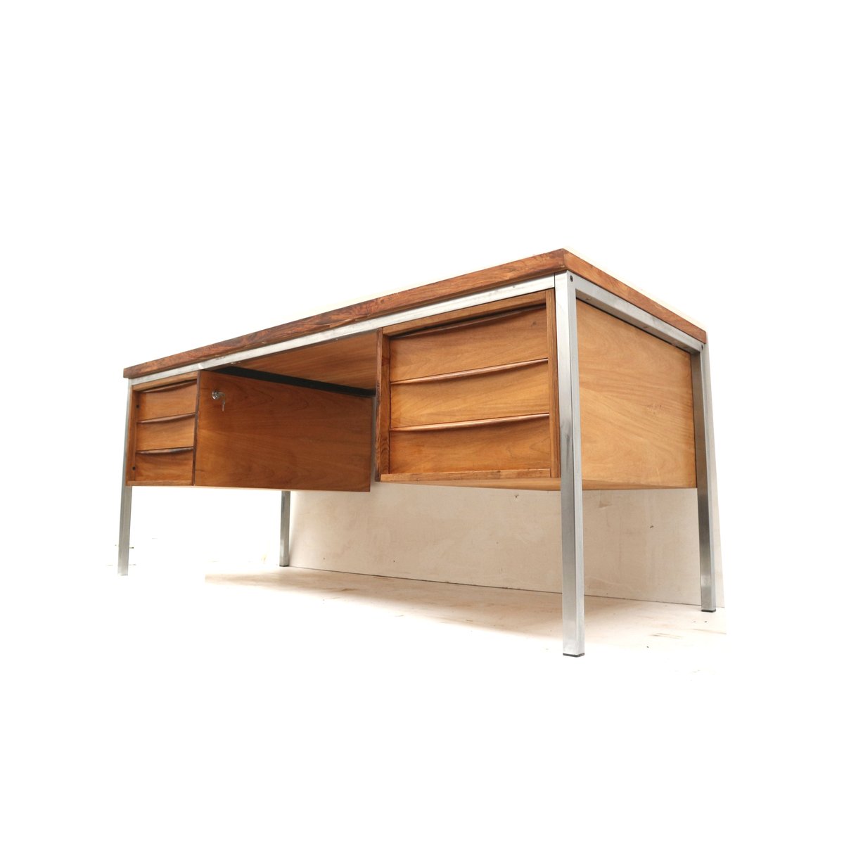 Large Vintage Rosewood Executive Desk, 1960s for sale at Pamono