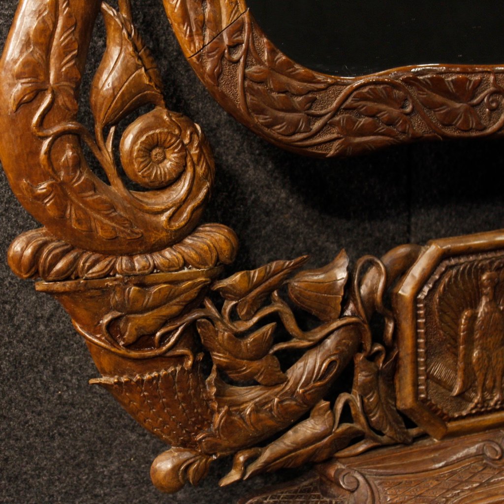 Art Nouveau French Cheval Mirror in Beech Wood, 1960s for sale at Pamono