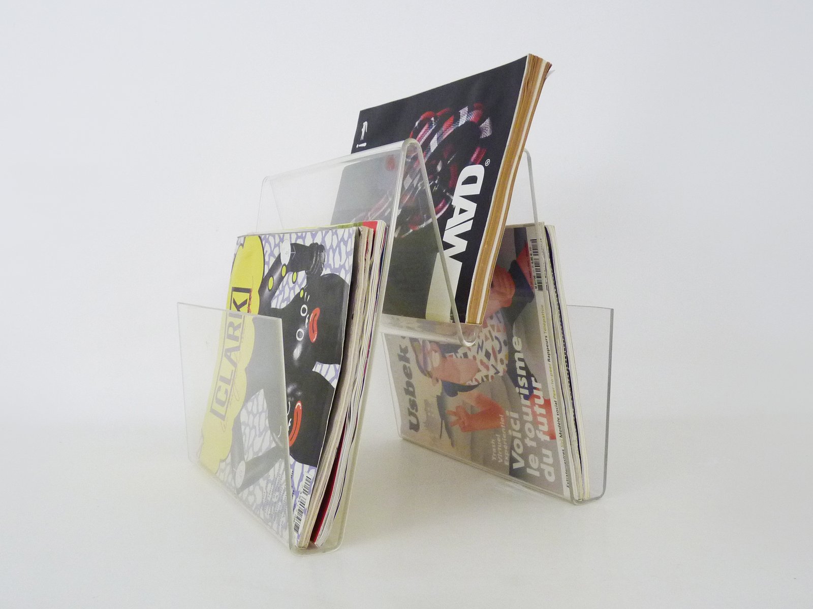 Vintage Magazine Holder in Transparent Arylic Glass, 1970s for sale at ...