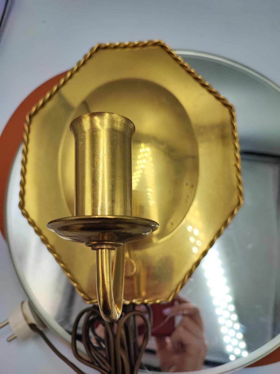 Vintage Brass Reflective Wall Lamp, 1970s for sale at Pamono