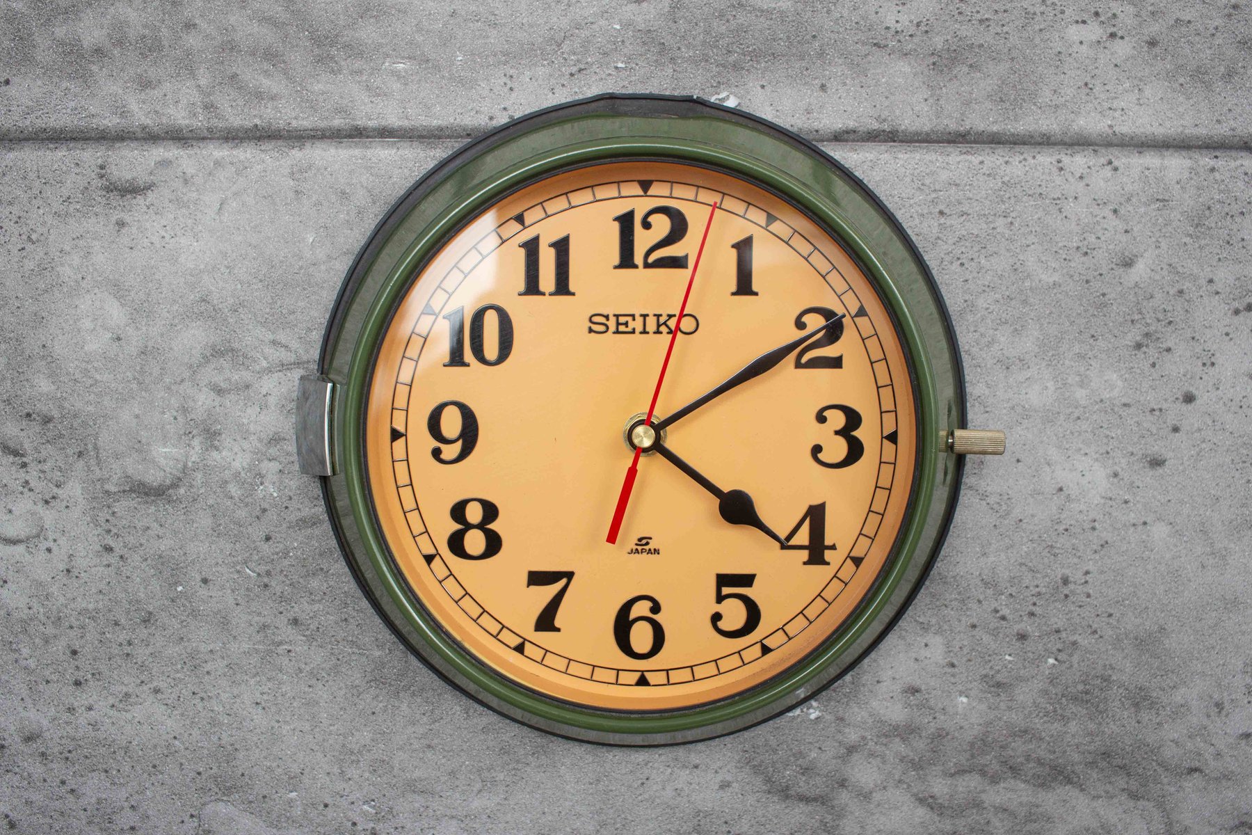 Vintage Navy Green Wall Clock from Seiko, 1990s for sale at Pamono