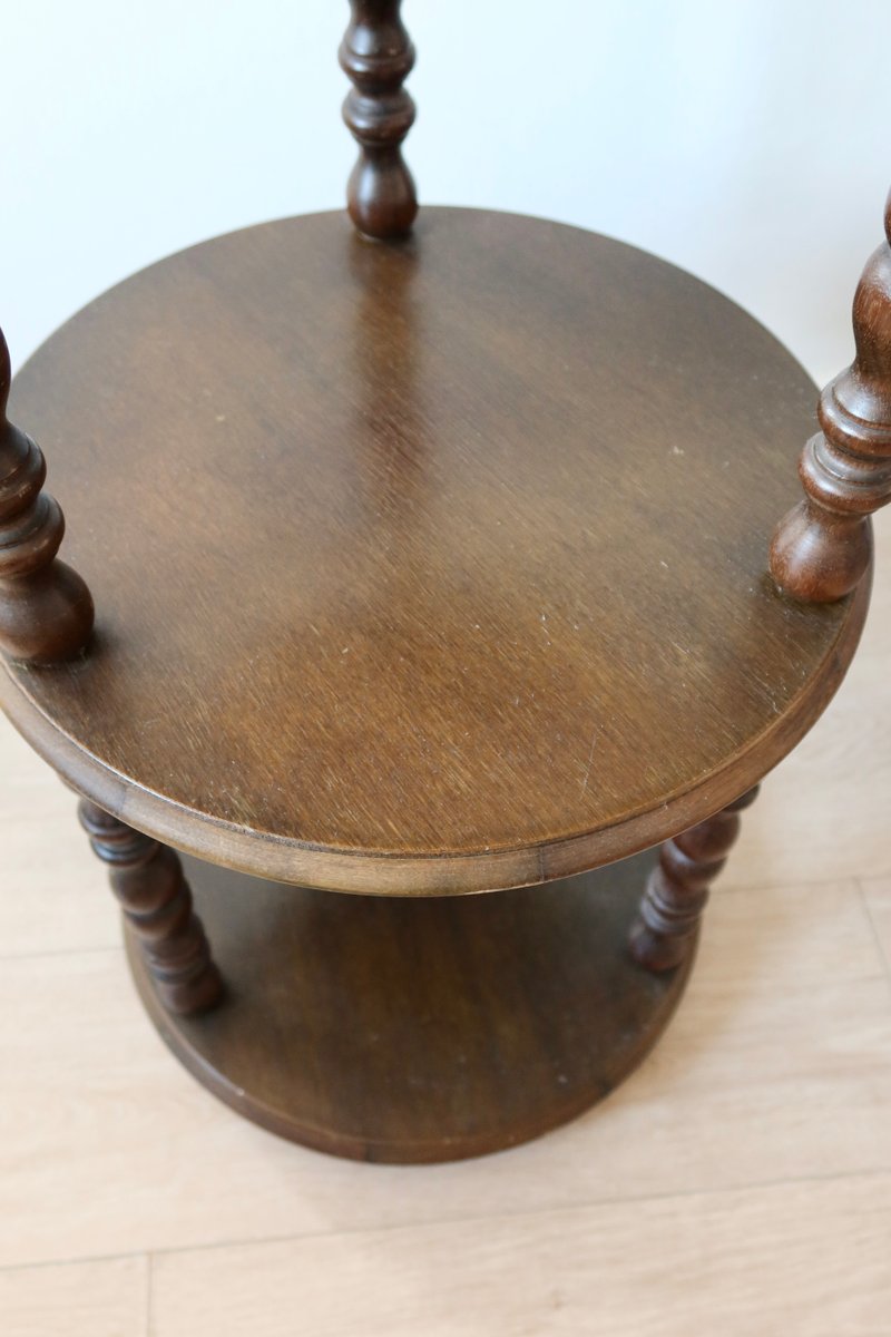 Vintage Turned Wood 3-Level Side Table, 1970s for sale at Pamono