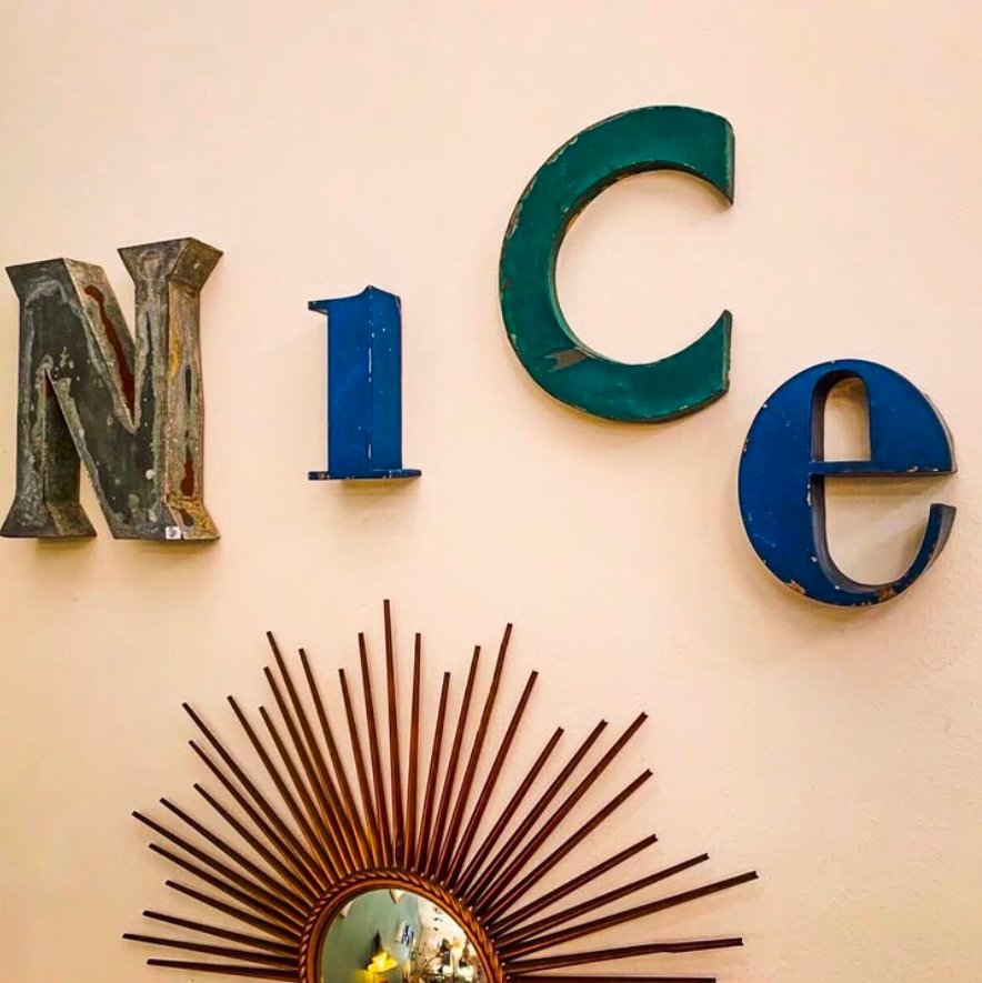 Vintage French Industrial Lacquered Metal Nice Letters, 1930s, Set of 4 ...