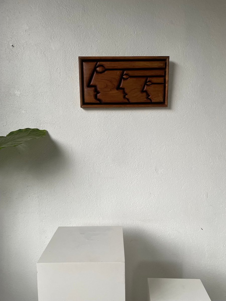Bas Relief Wooden Frame with Face Motifs, 2000s for sale at Pamono