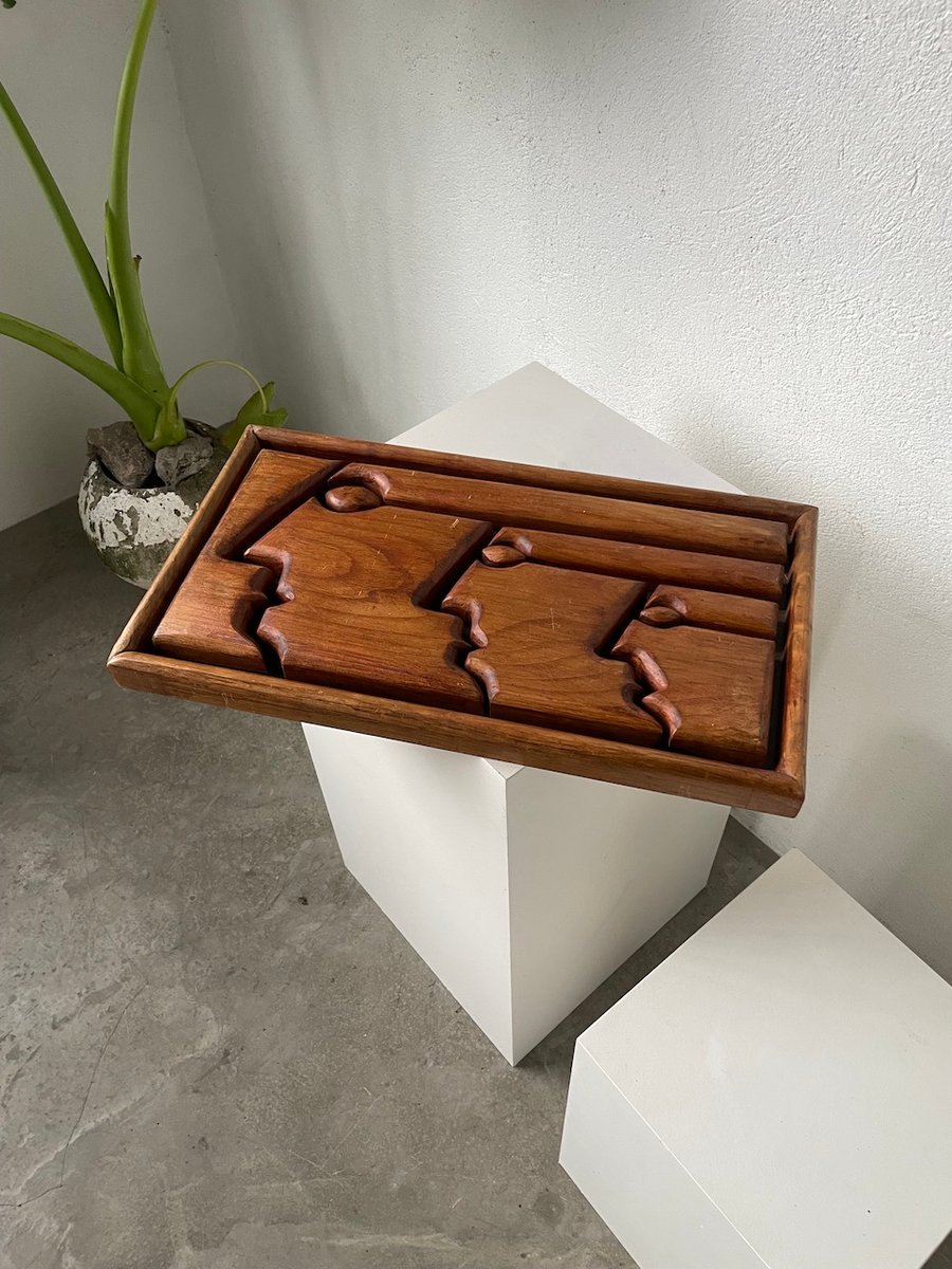 Bas Relief Wooden Frame with Face Motifs, 2000s for sale at Pamono