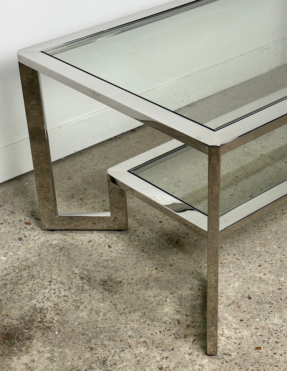 Vintage Rectangular Chrome Coffee Table, 1990s for sale at Pamono