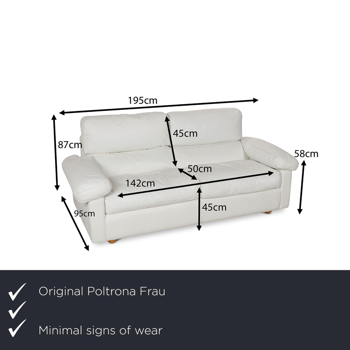 Petronio Leather Two-Seater White Sofa by Tito Agnoli for Poltrona Frau ...