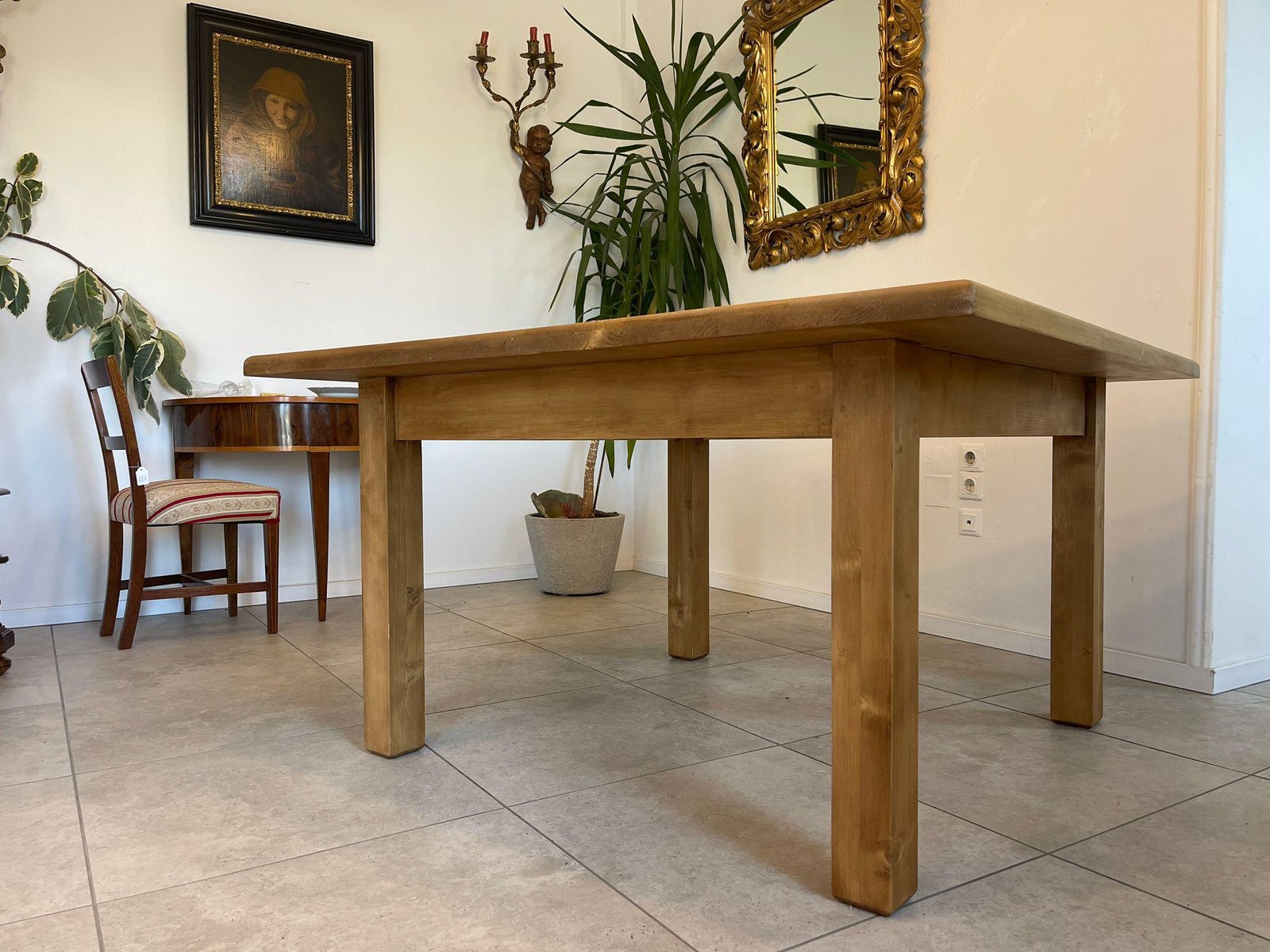 Solid Wood Farmhouse Table for sale at Pamono